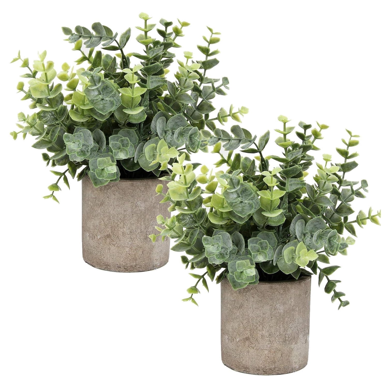 TETOU 2Pcs Small Fake Plants, Eucalyptus Potted Artificial Plant ...