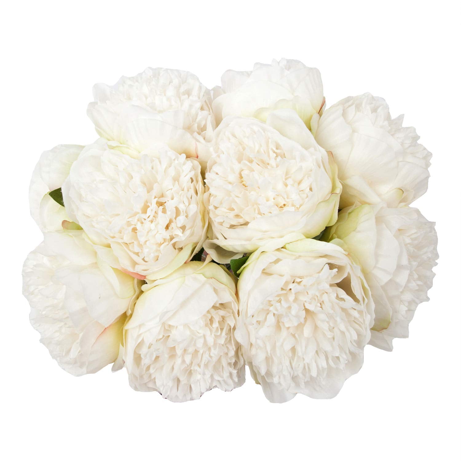 Tetou Artificial Peony Silk Flower Bouquet 2 Pack 10 Heads Cream White ...