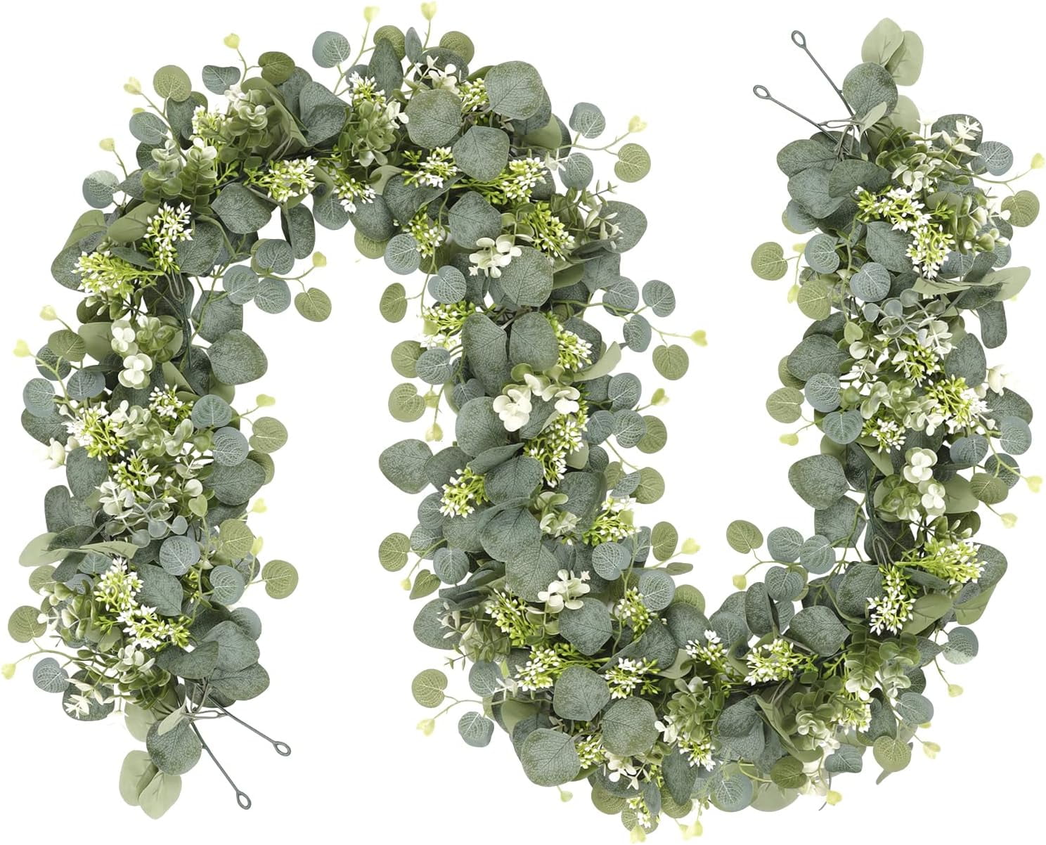 TETOU 2pcs Artificial Eucalyptus Leaves Greenery Garland, Faux ...