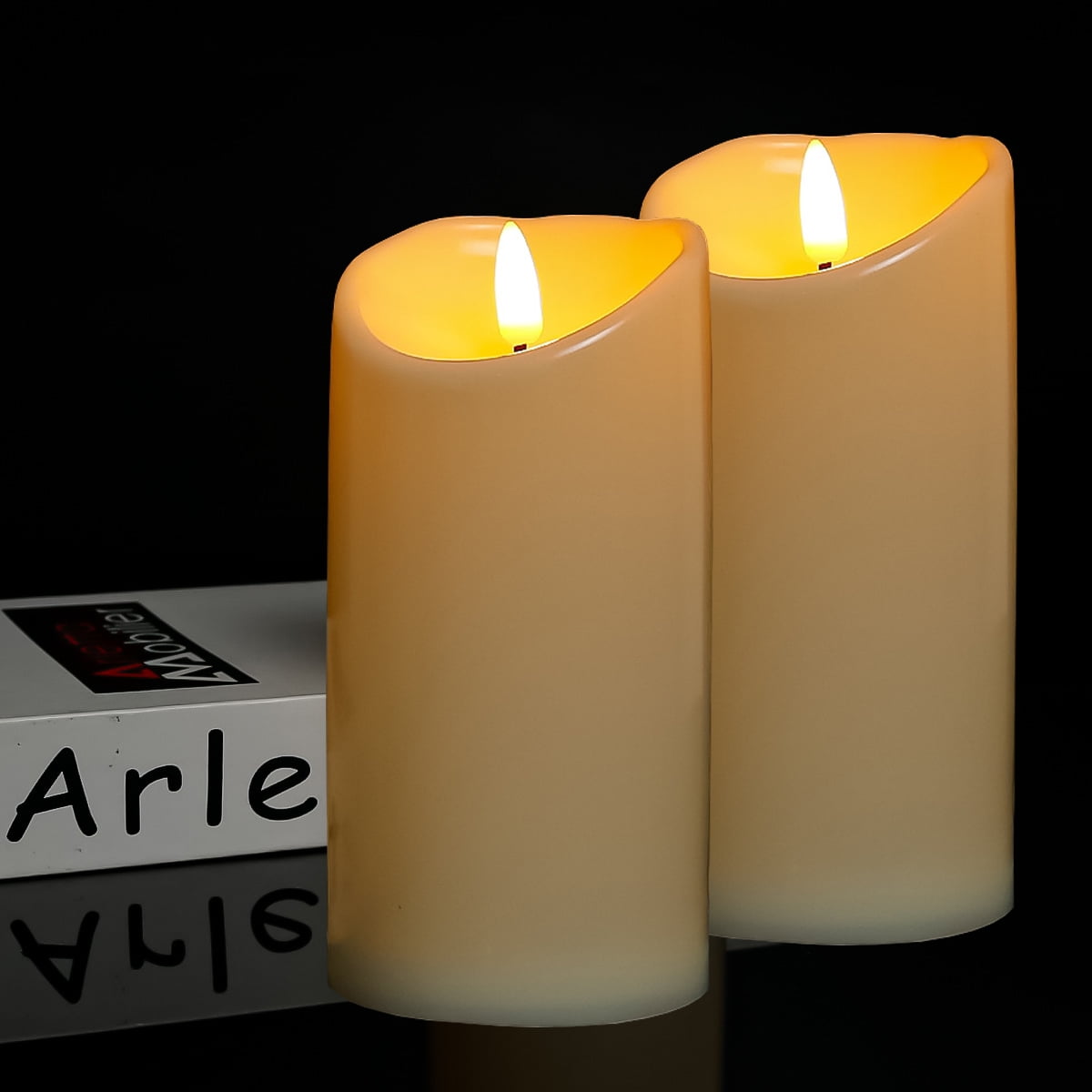 TETOU 2pcs Flameless Candles 6" Battery Operated Candles for Outdoor ...