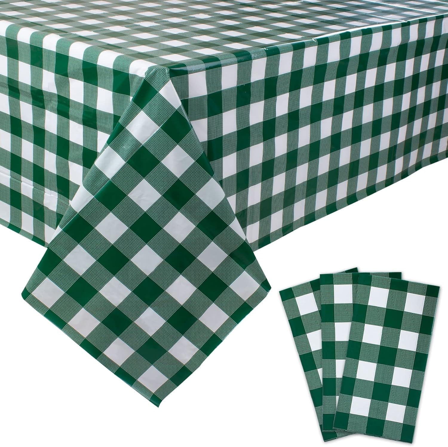 TETOU 3 Packs Green Gingham Tablecloth Green and Whit Checkered ...