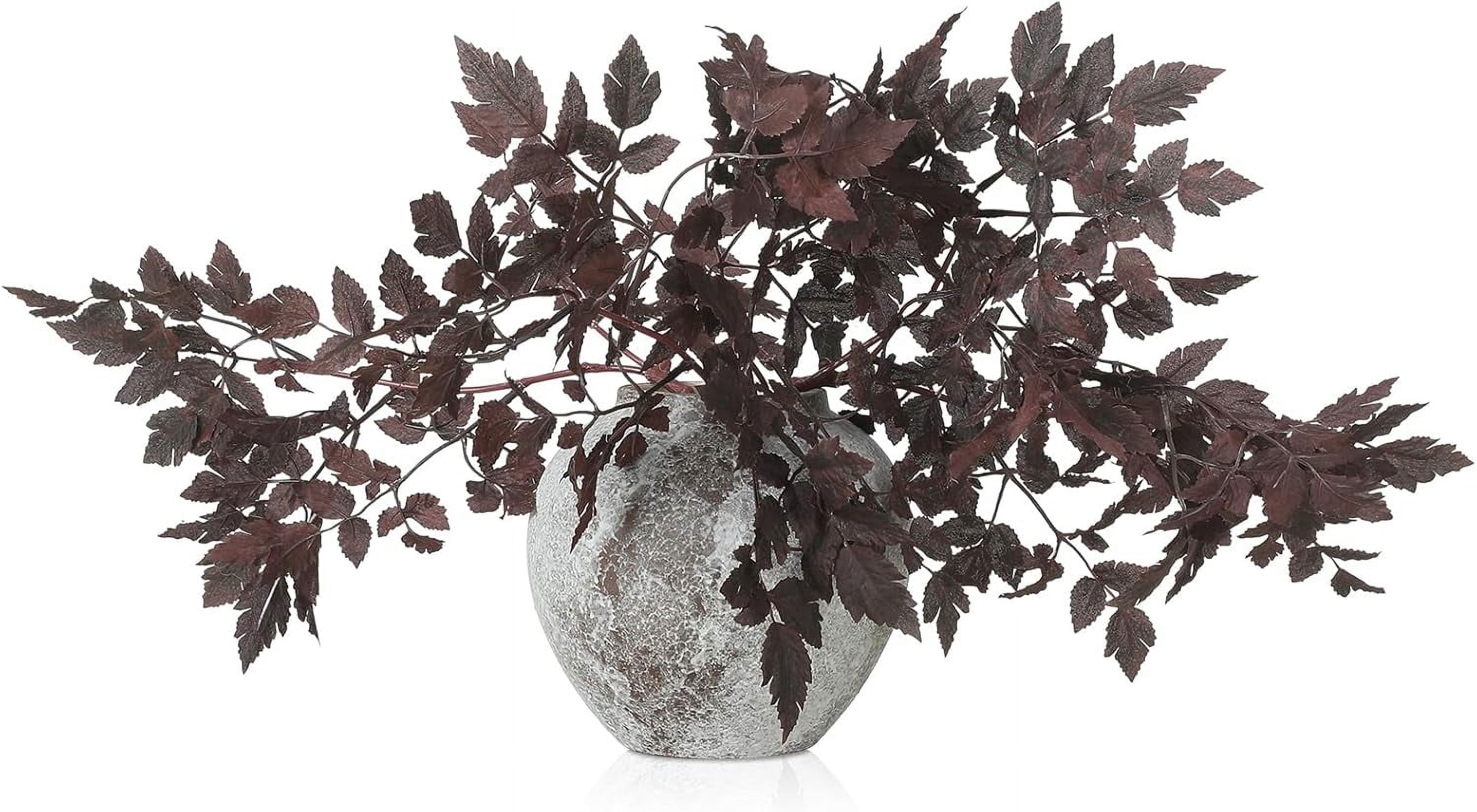 TETOU 3 Pcs 18" Artificial Cimicifuga Plant Leaf Stems,Fall Faux Plum ...