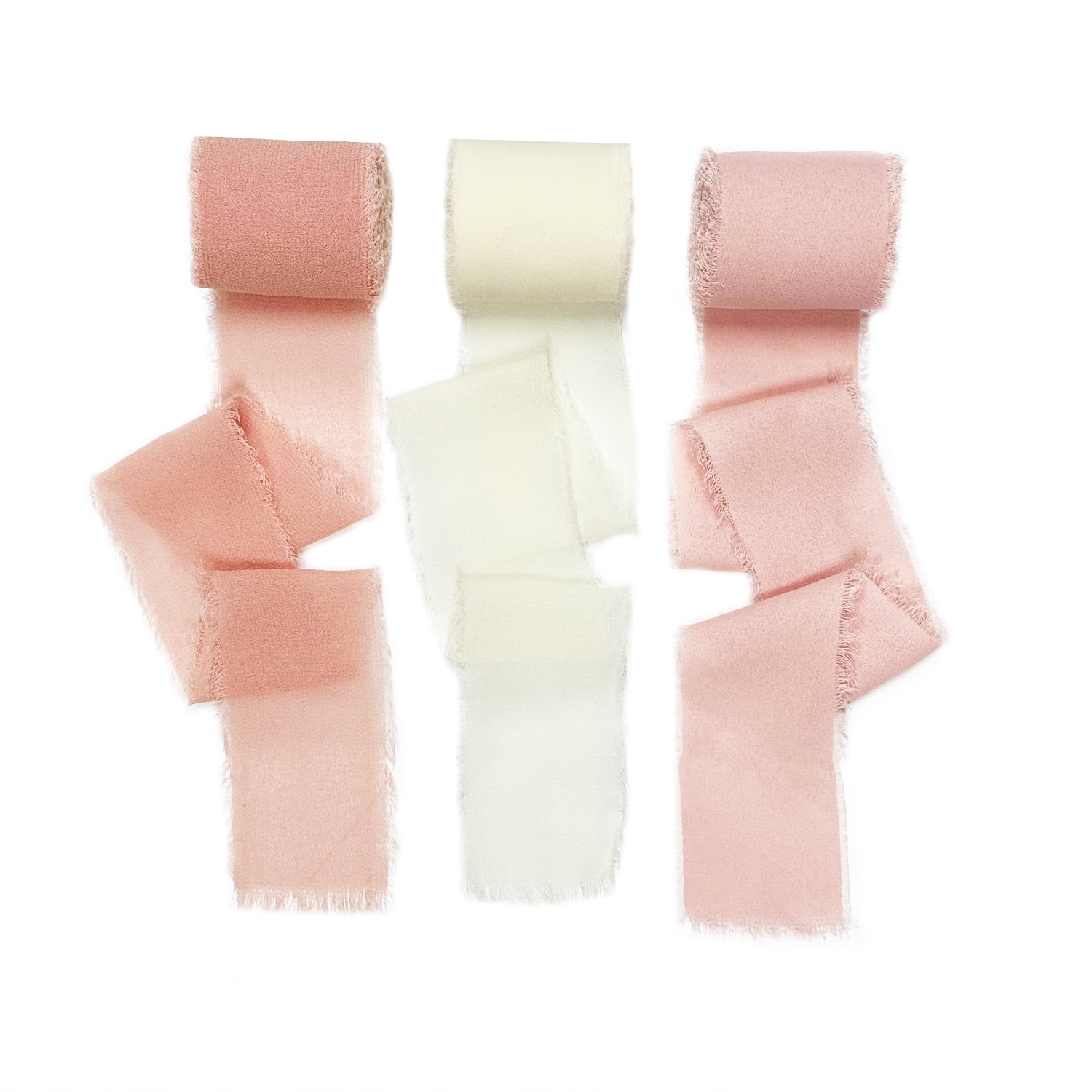 TETOU 3 Rolls Handmade Fringe Chiffon Silk Ribbon, 1.77inch×5.47yard ...