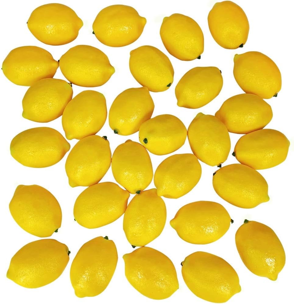 TETOU 30Pcs Lemon Artificial fruit Set, Faux Yellow Lemons, Lifelike ...