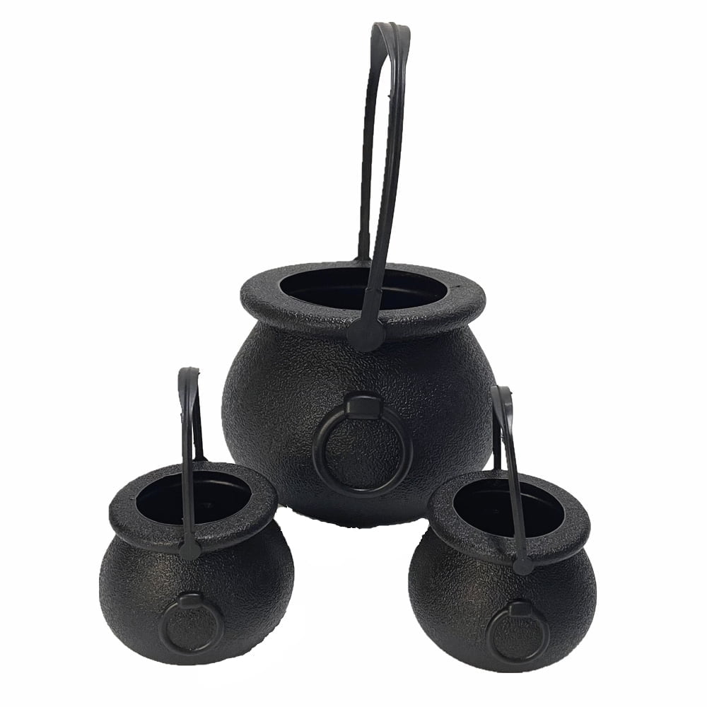 TETOU 3Pcs Mini Candy Cauldron Kettles, Plastic Hallowe'en Candy Bucket ...