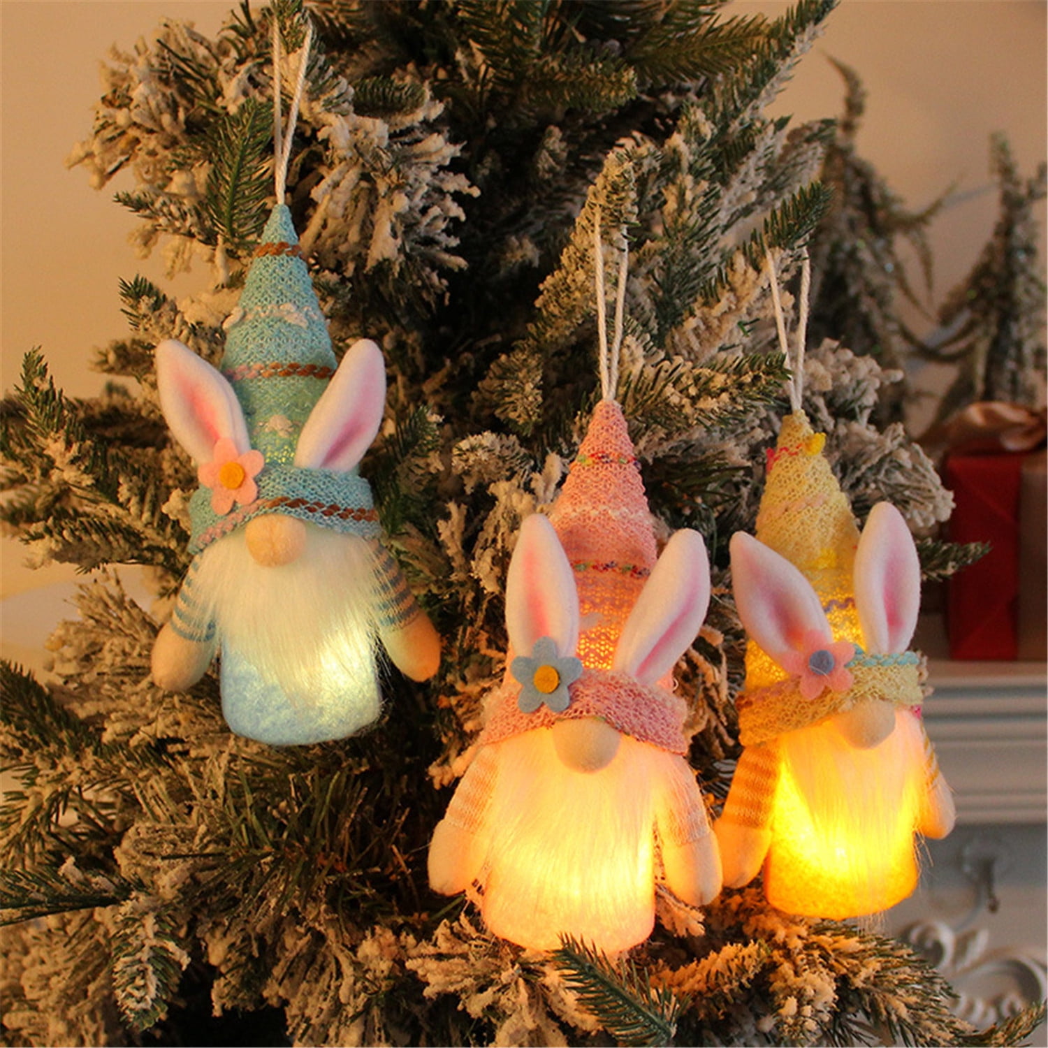 TETOU 3pcs LED Easter Gnomes Spring Rabbit Swedish Tomte Lighting Plush ...