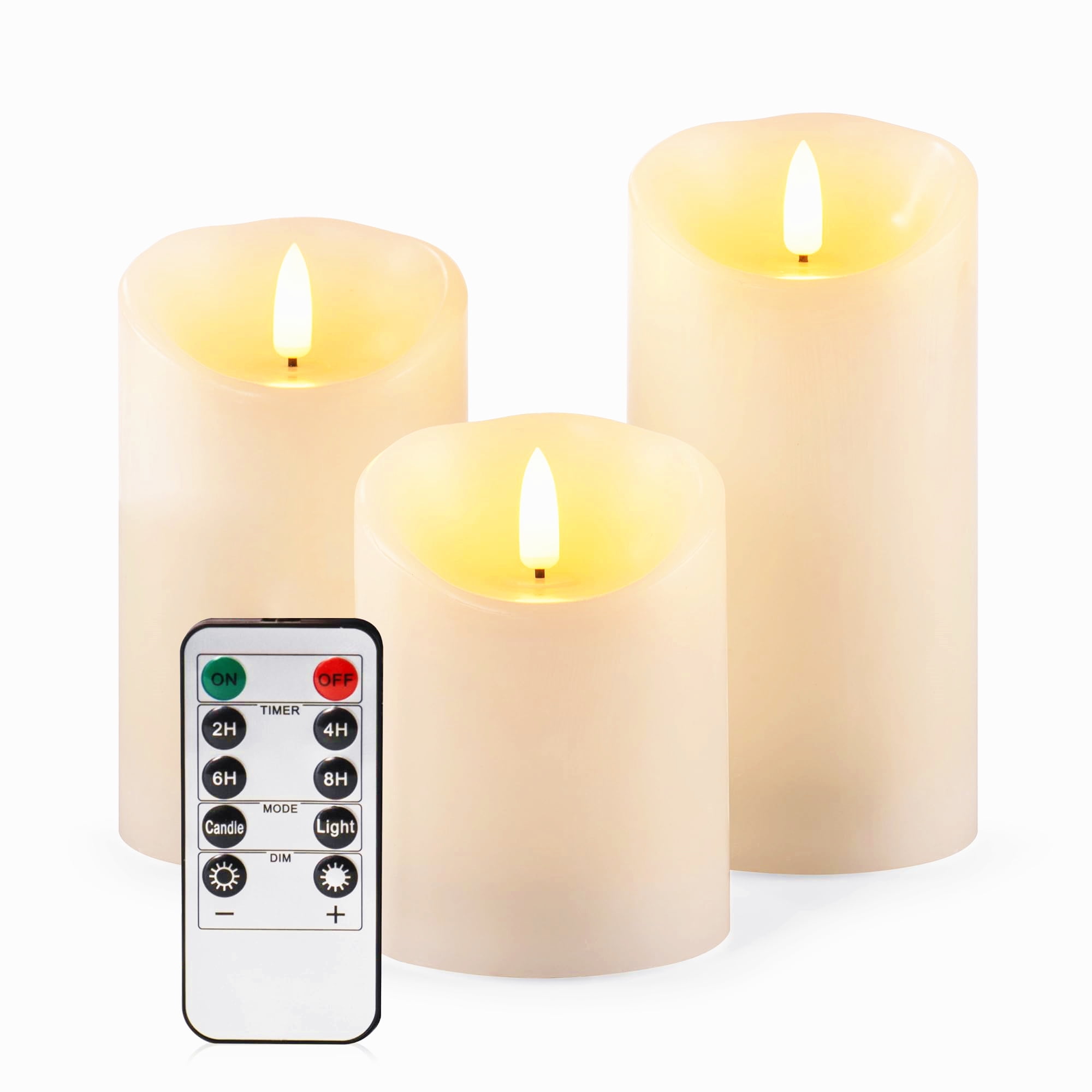 TETOU LED Flameless Candles Set of 3, Flickering, Timer Operated, Ivory ...