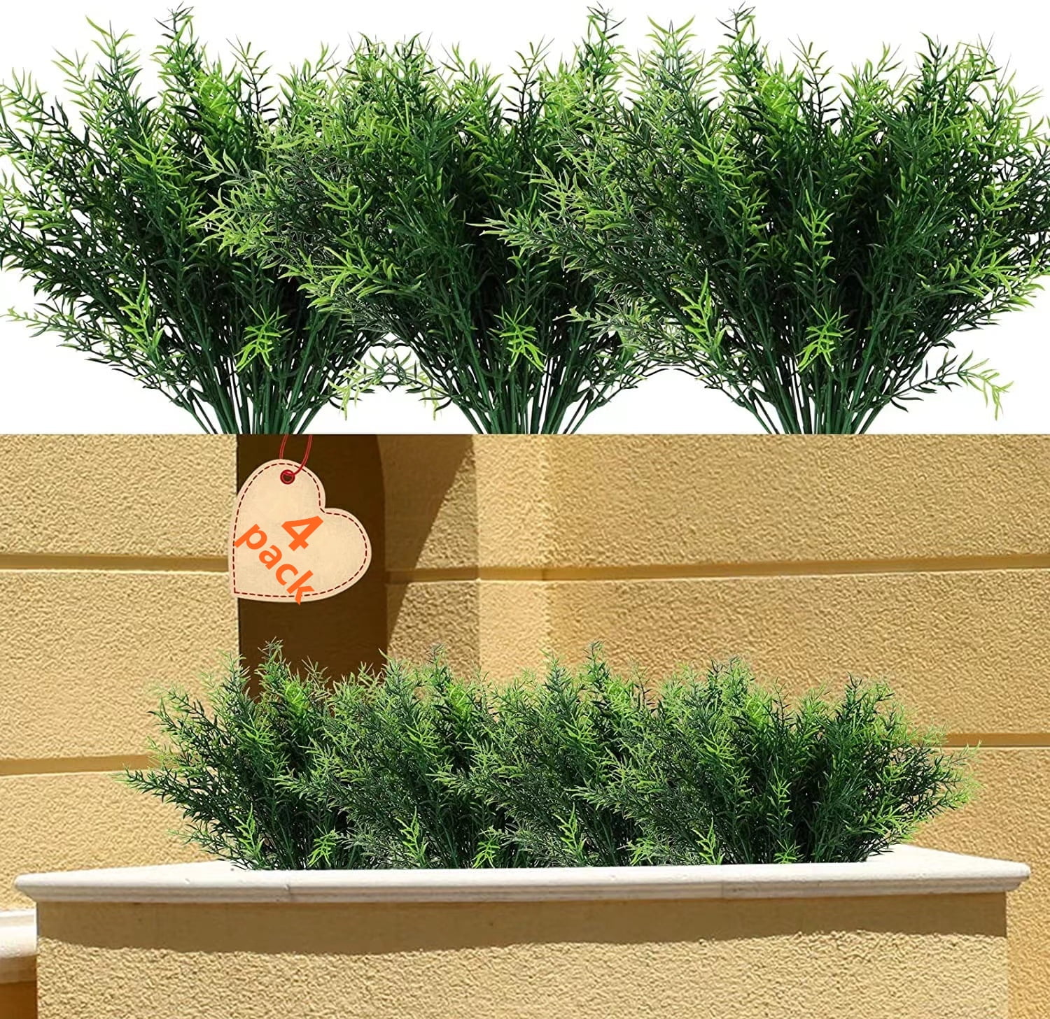 TETOU 4Pcs Artificial Rosemary Plants, Fake Greenery Leaves Bushes ...