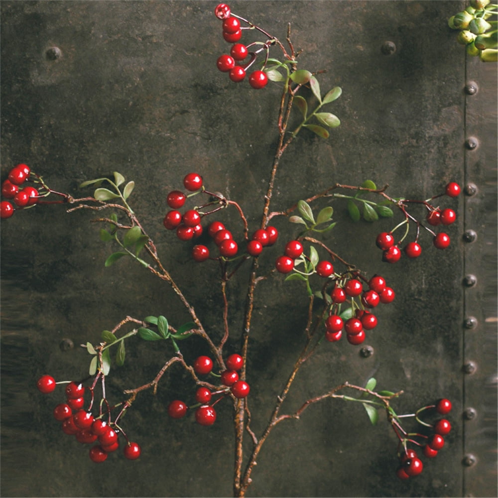 TETOU 4pcs 70cm Fall Artificial Berry Stems with leaves Fake Berries ...