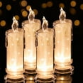Tetou 4pcs LED Flameless Candles, Crystal Lamp Tealight, Battery Powered, Realistic Flickers ...