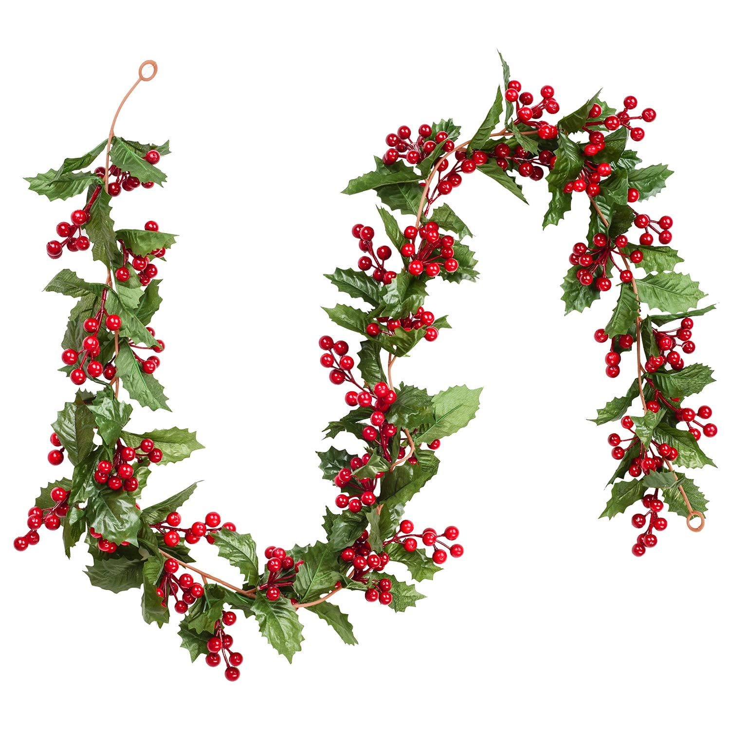 TETOU 5.58ft Christmas Red Berry Garland Artificial Berry Green leaves ...