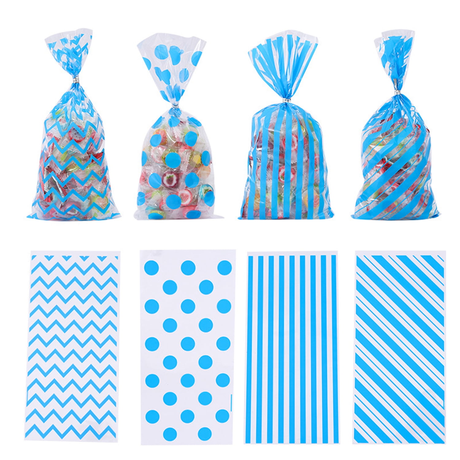 TETOU 50pcs Candy Treat Bags Plastic Cellophane Bags Goodie Bag with ...