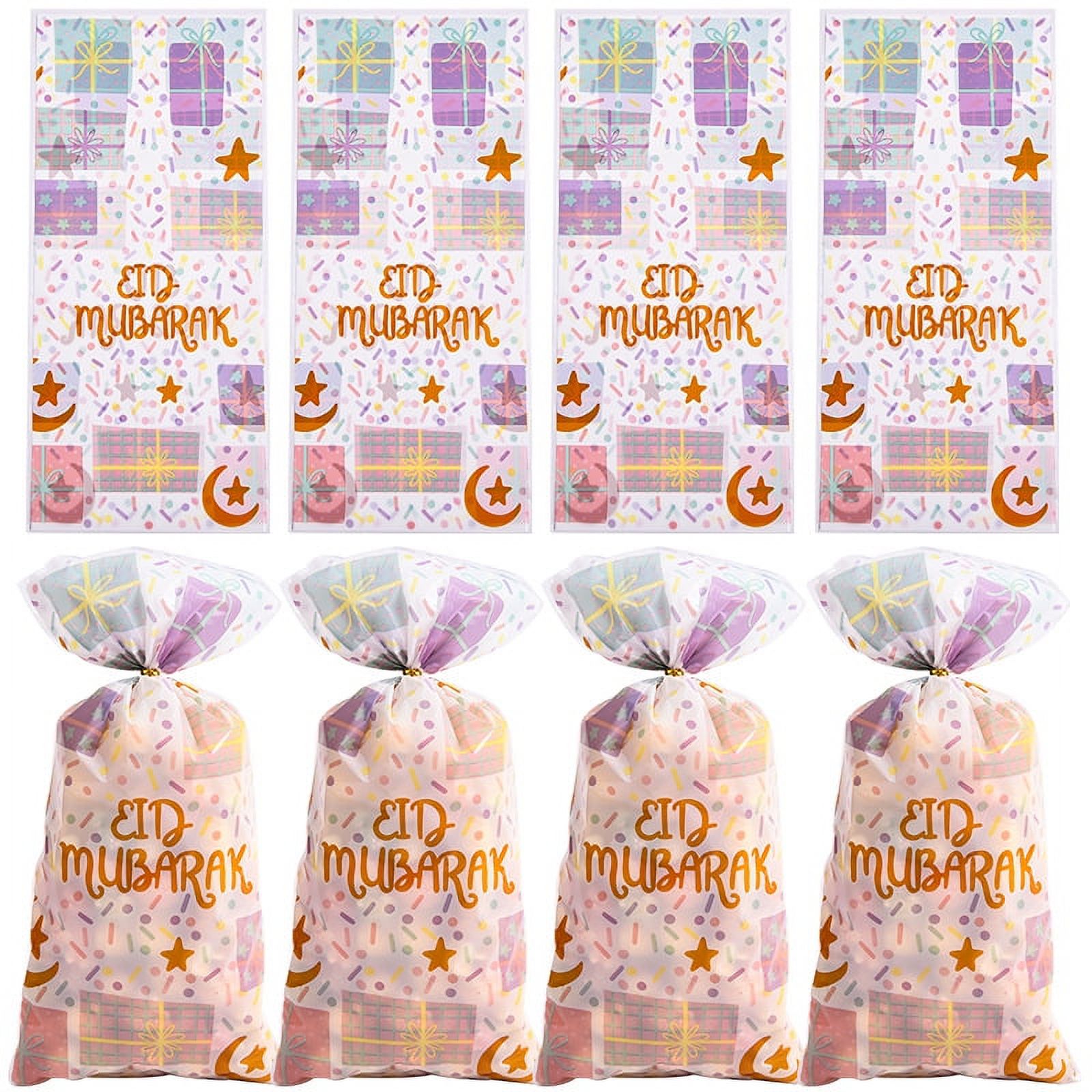 TETOU 50pcs Eid Candy Treat Bags Mubarak Cellophane Gift Snack Bag ...