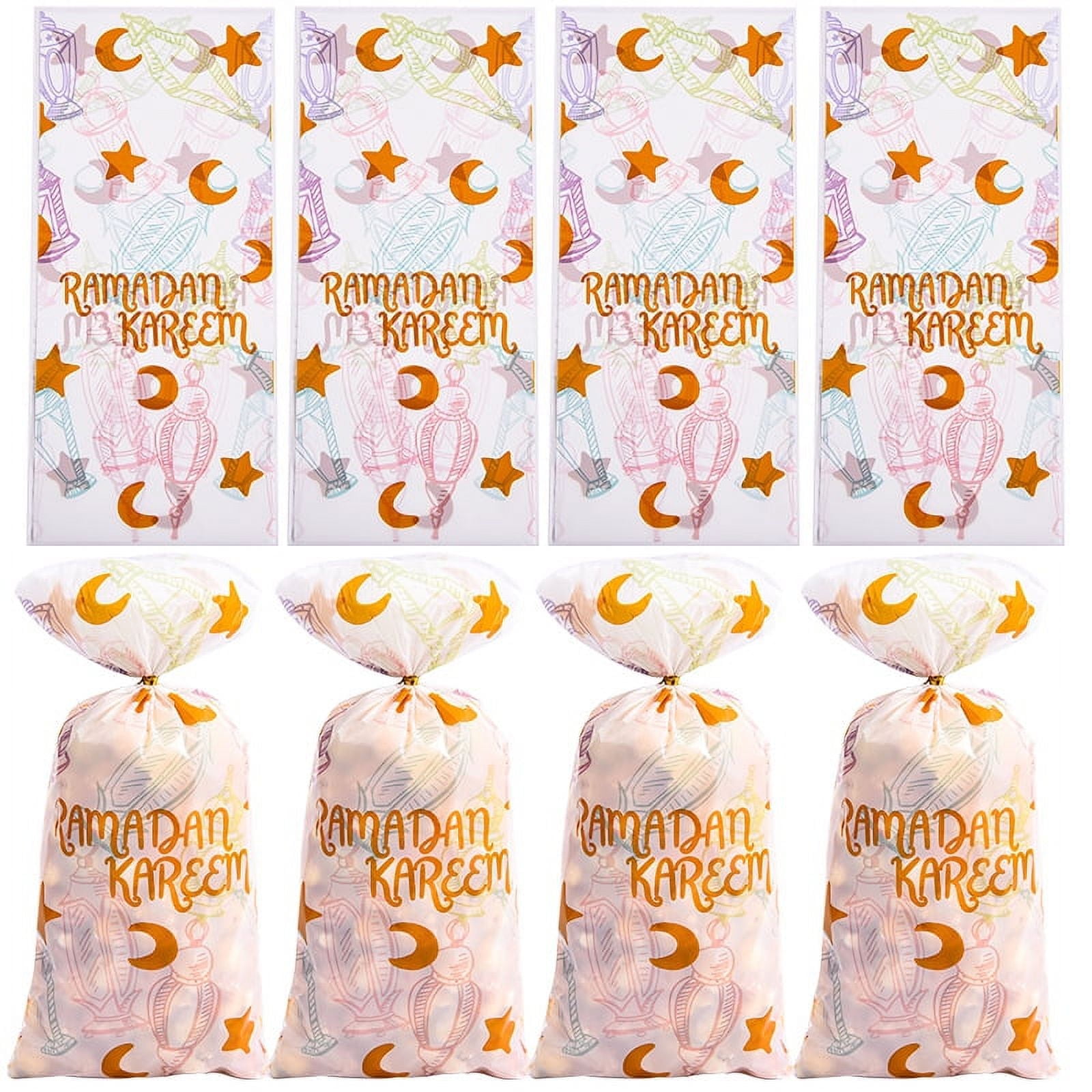 TETOU 50pcs Eid Mubarak Candy Treat Bags Cellophane Gift Snack Bag ...