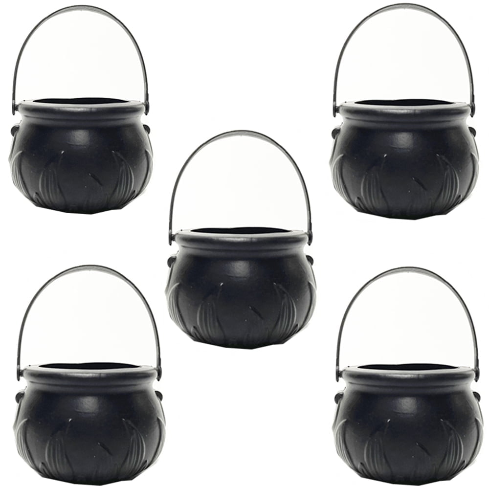 TETOU 5Pcs Mini Candy Cauldron Kettles, Plastic Hallowe'en Candy Bucket ...