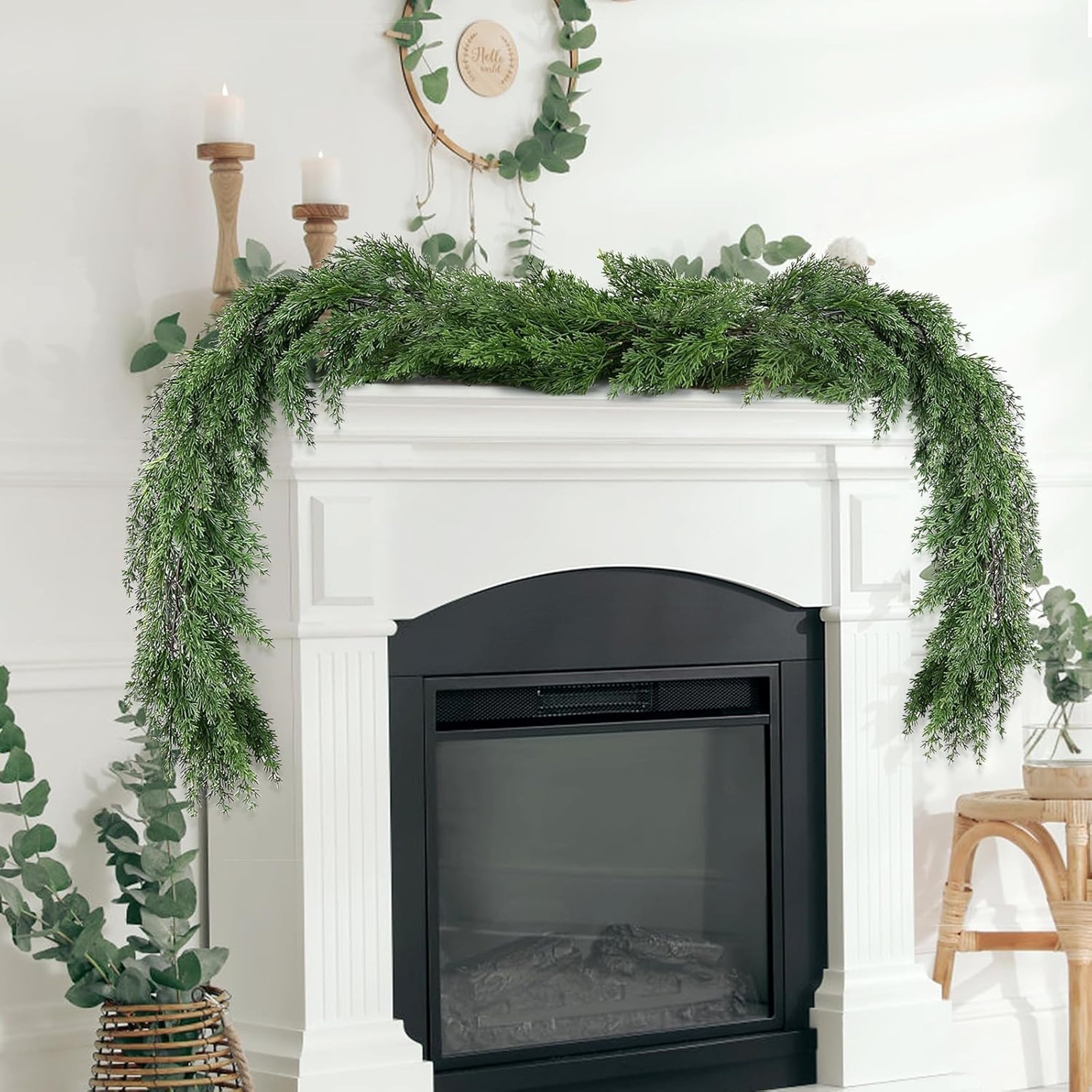 TETOU 6ft Christmas Cypress Garlands Realistic Christmas Norfolk Pine ...