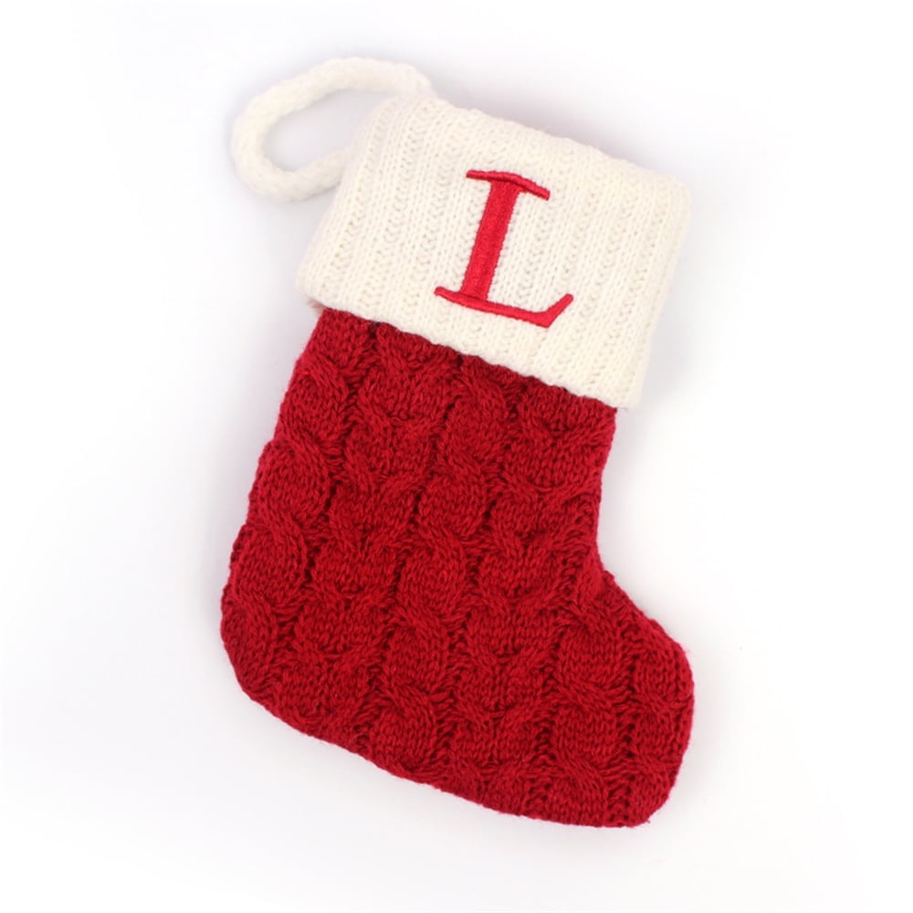 TETOU 7 In Christmas Stockings with Letter L, Embroidered Monogram Knit ...