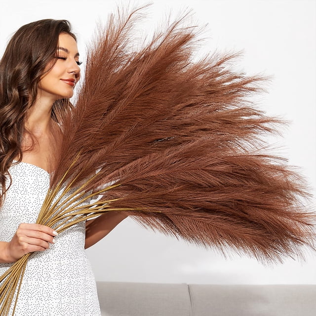 TETOU 8pcs Faux Pampas Grass 38" Tall, Decorative Stems for Floor Vase ...