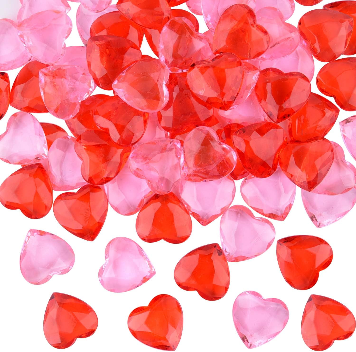 TETOU Acrylic Hearts Vase Fillers Red Pink Hearts Shaped Crystals for ...