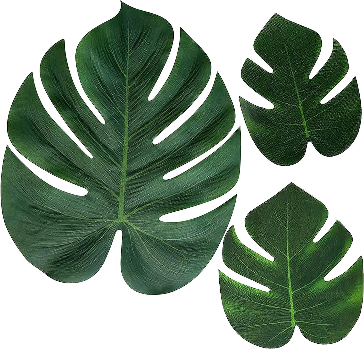 TETOU 120Pcs Artificial Palm Leaves, Green Pure Stemless Monstera ...