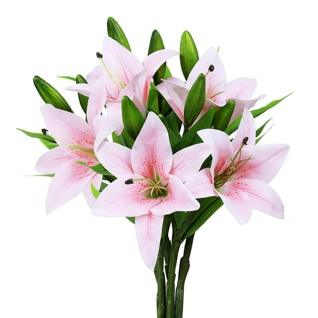 TETOU Artificial Tiger Lily Real Touch Fake Spring Flowers for Wedding ...