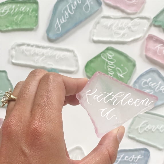 TETOU Blank Irregular Shaped Pieces Sea Glass Place Cards DIY Name ...