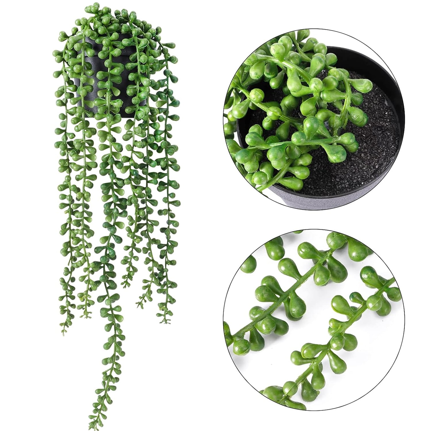 TETOU Faux Plants Artificial String of Pearls Plant in Pot Realistic ...