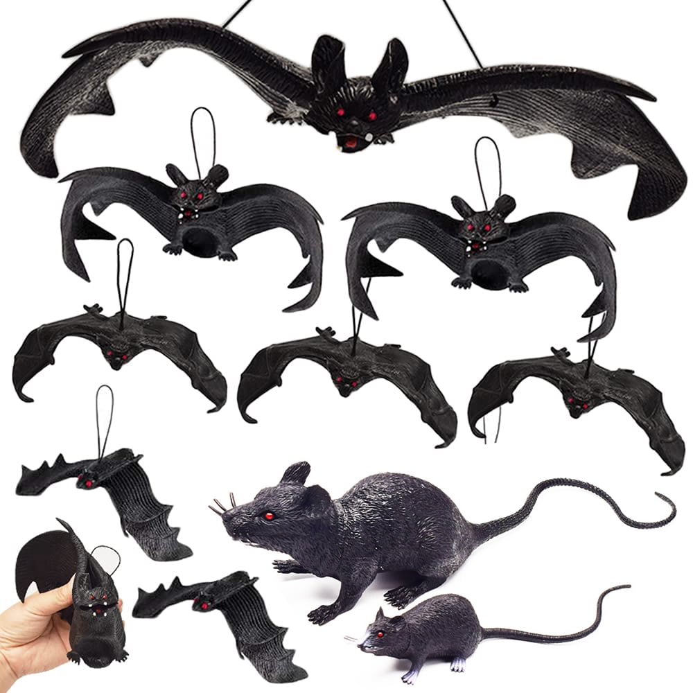 TETOU 10Pcs Hallowe'en Mouse Bat, Rubber Hanging Vampire Bats for ...