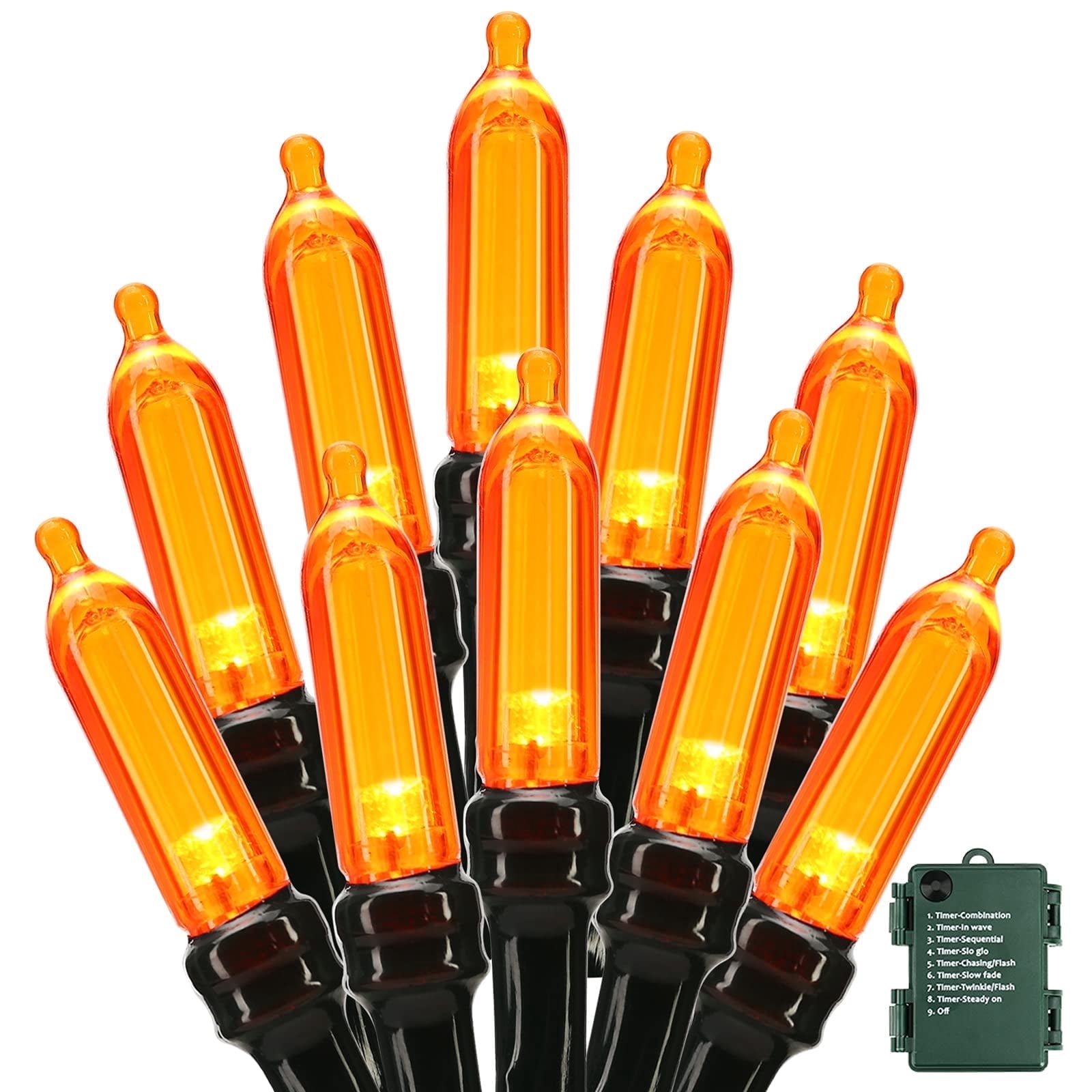 Tetou Halloween Lights, 33ft 100 LED Battery String Lights, 8 Modes ...