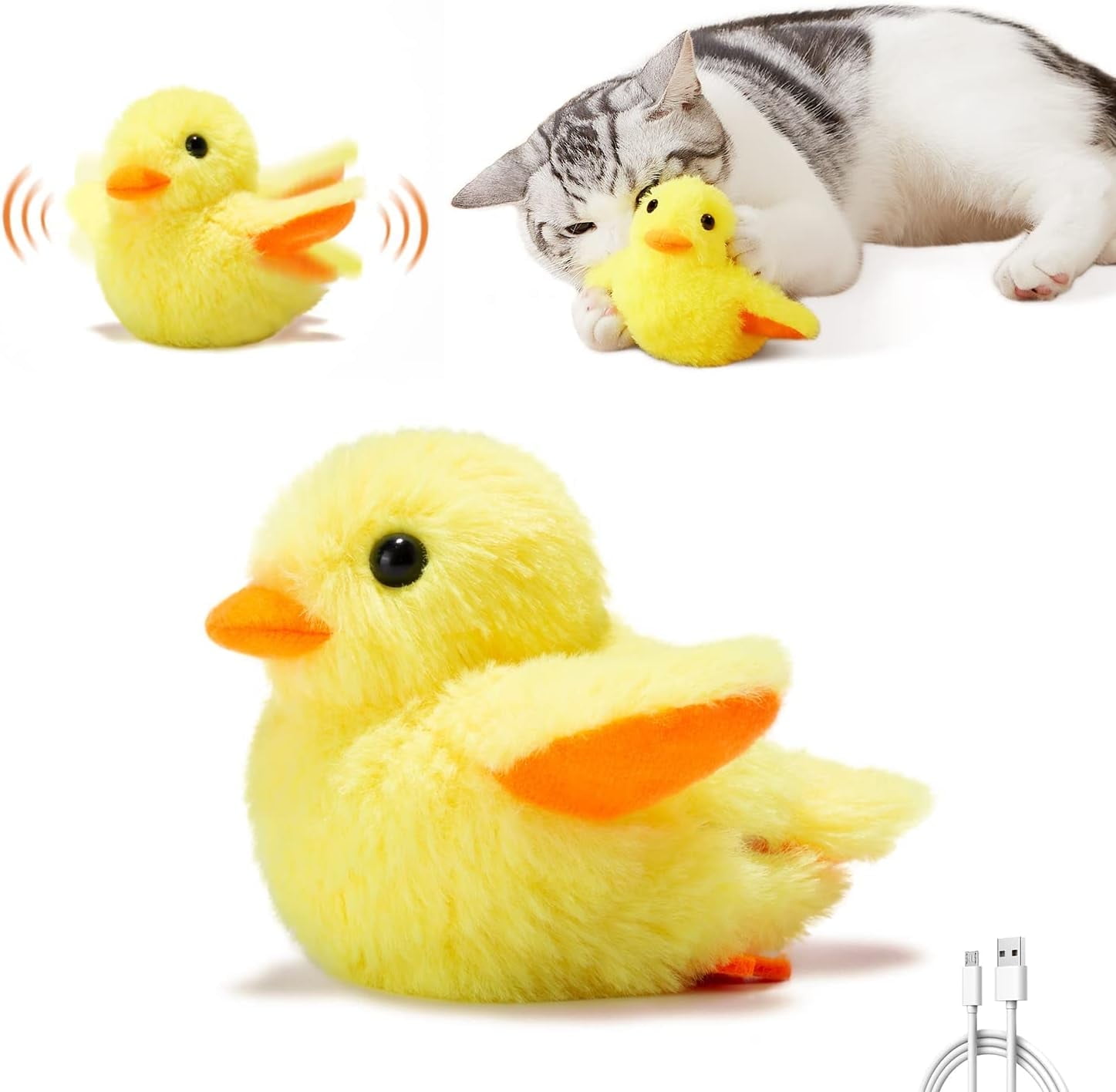 TETOU Interactive Cat Toys Rechargeable Flapping Duck Cat Toys with ...