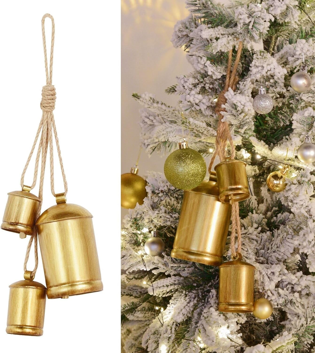 TETOU Metal Cow Bell, Metal Hanging Giant Cow Bells, Christmas Gold ...