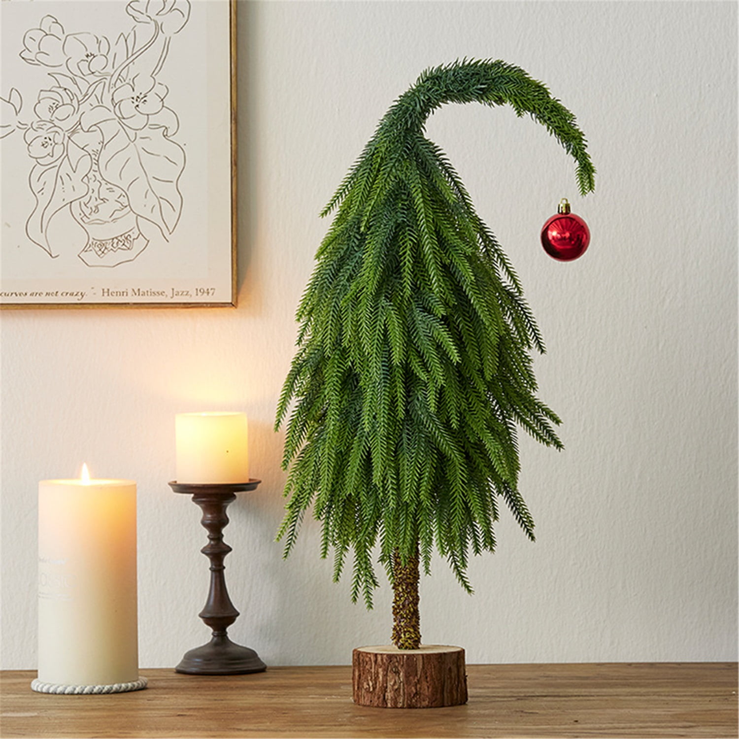 TETOU 23.62" Norfolk Pine Christmas Tree, Natural Look Small Christmas ...
