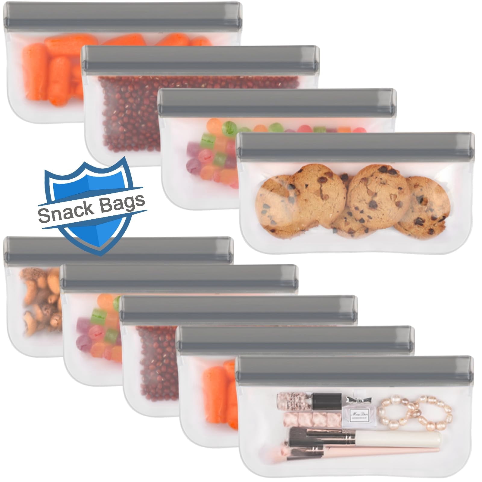 TETOU Reusable Freezer Bags 9pcs S Snack Silicone Food Storage ...