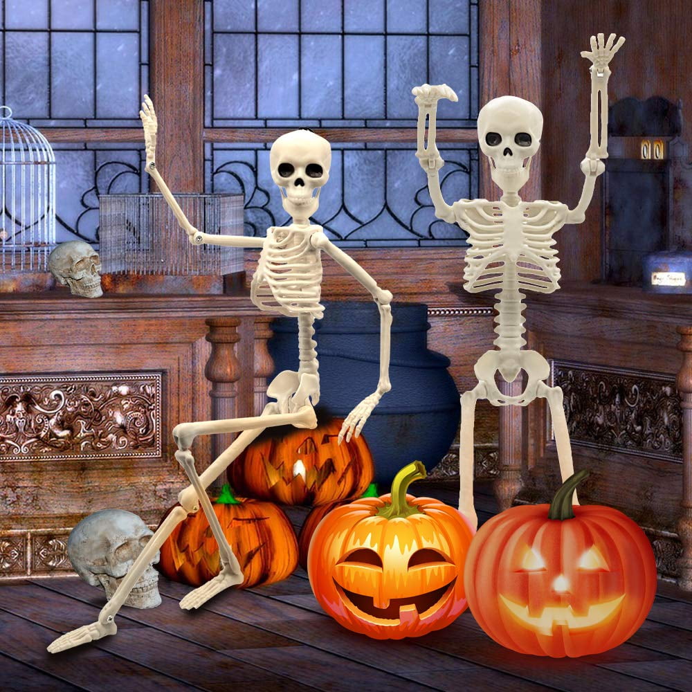 TETOU 2Pcs Skeleton Hallowe'en Decorations, 14.5" Realistic Full Body ...
