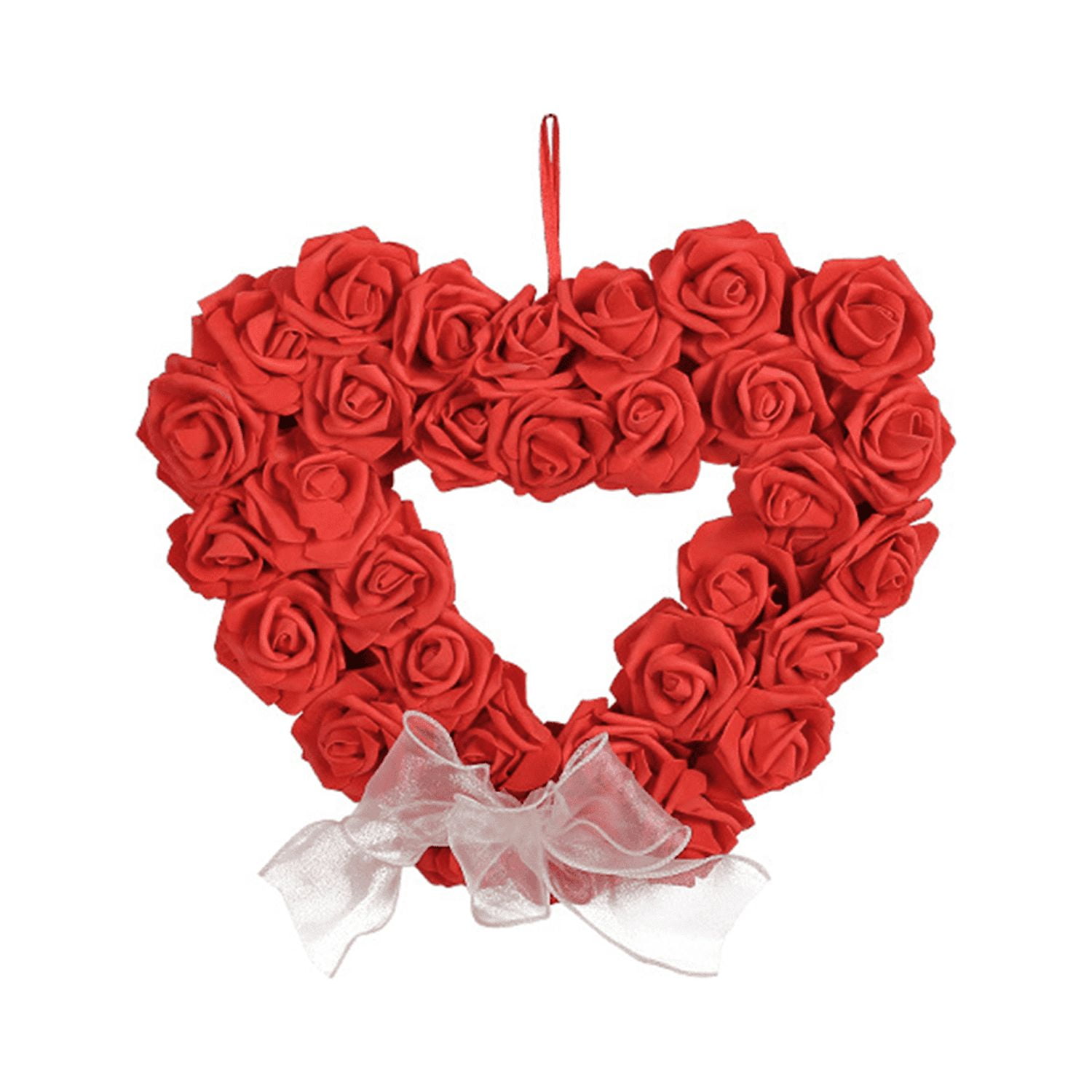 TETOU Valentine's Day Rose Heart Shaped Wreath Hanging Floral Rose Home ...