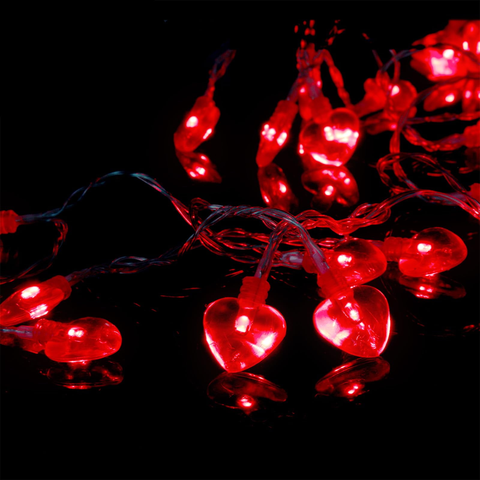 TETOU Valentine's Day String Lights 19.7ft 40 LED 8 Mode Heart Shape ...
