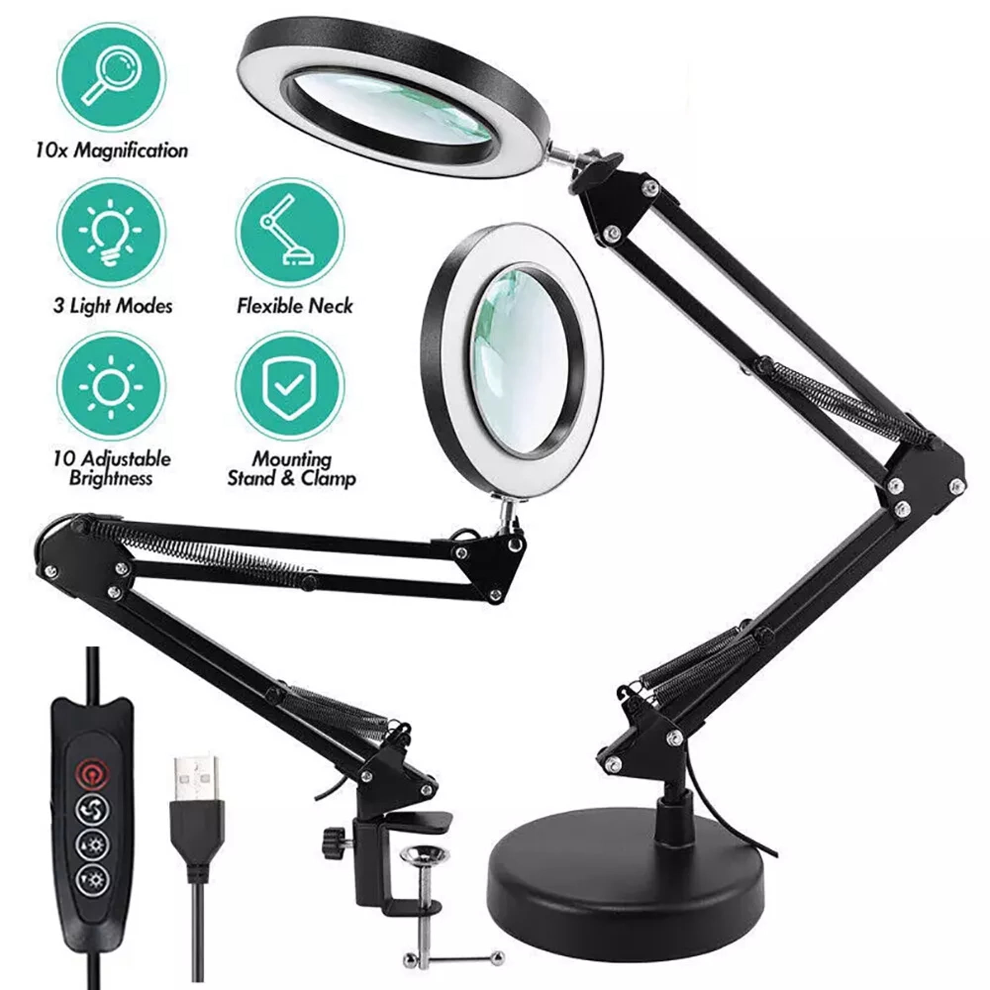TETSELF 8X Magnifying Glass LED Lamp, Lighted Magnifier with Stand ...
