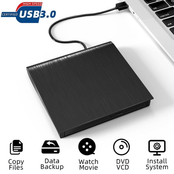TETSELF External CD DVD Drive with USB 3.0 Portable DVD/CD+/-RW Player ...