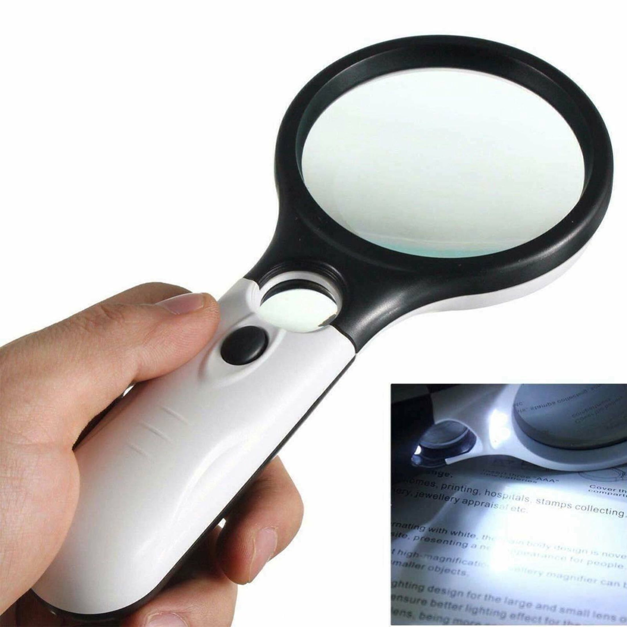 TETSELF Magnifying Glass Handheld Magnifier Large Size 3 LED ...