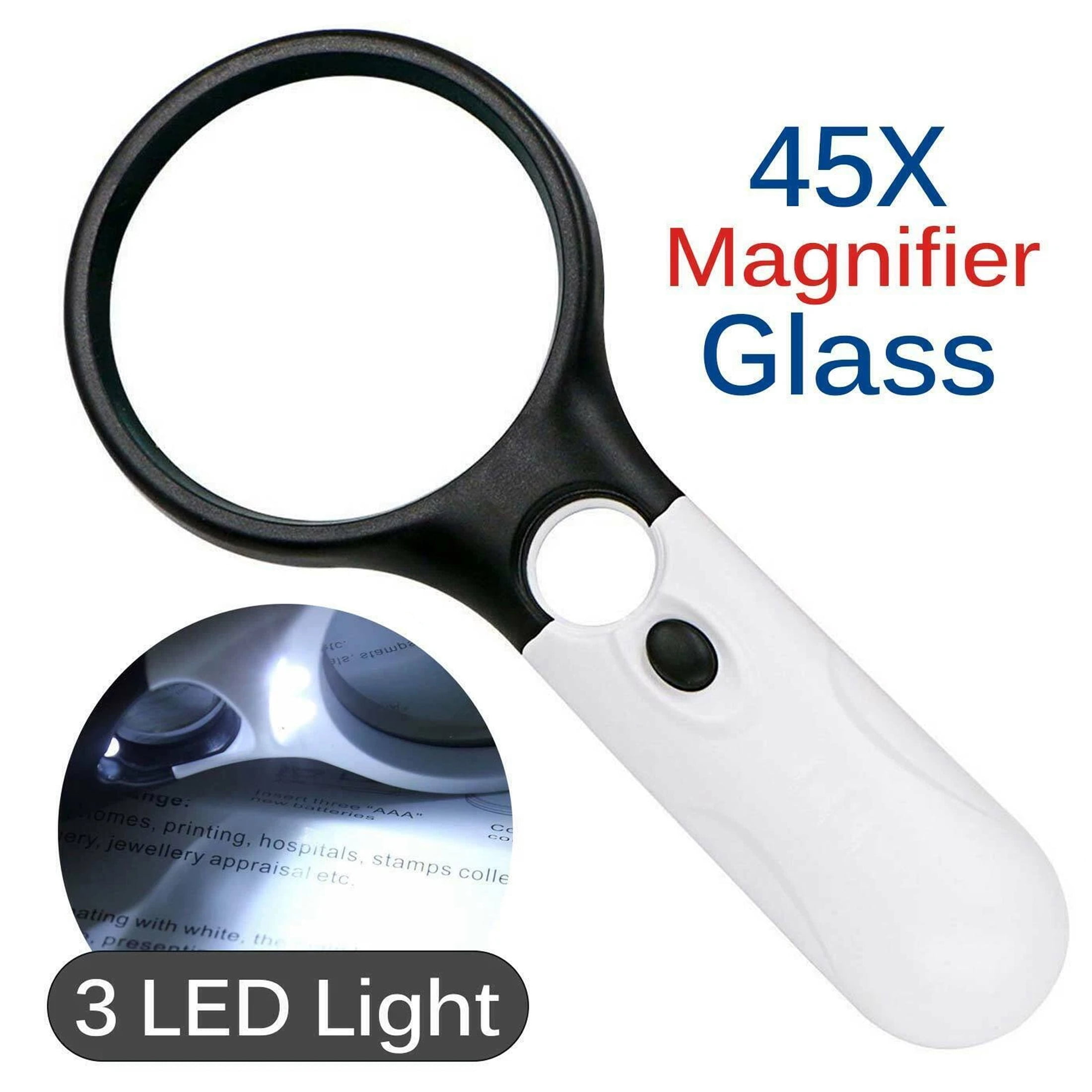 TETSELF Magnifying Glass with Light Handheld Magnifier Large 3LED ...