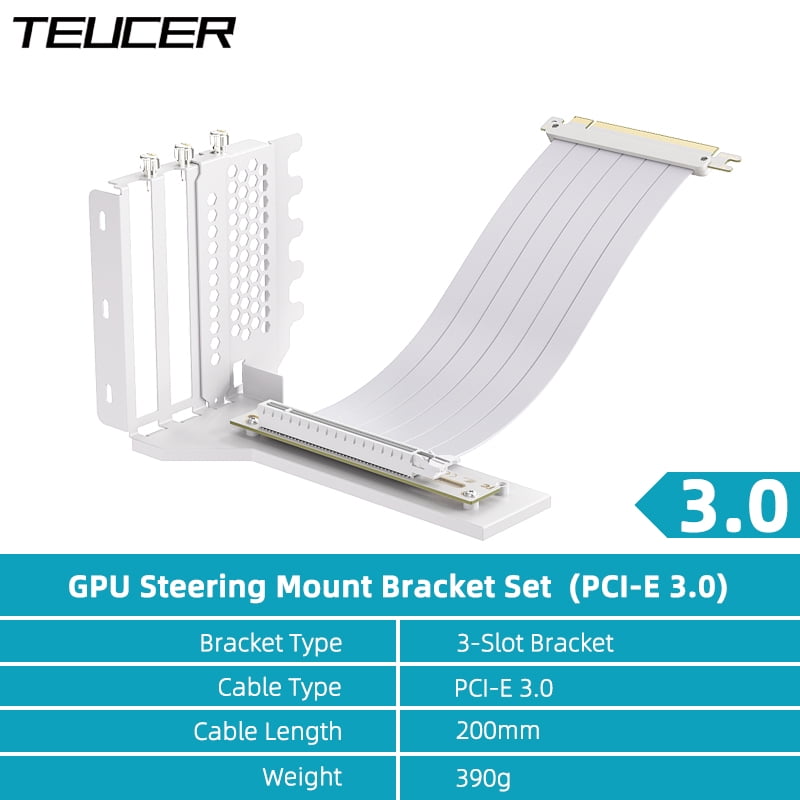 TEUCER L-Z3 GPU Vertical Mounting Bracket Kit, PCIe 4.0 X16 Riser Cable ...