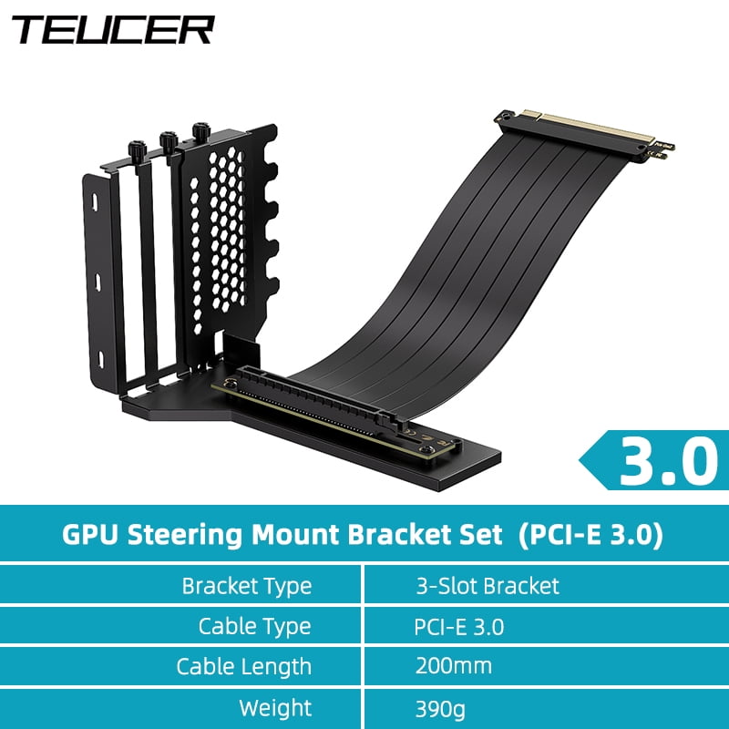 TEUCER L-Z3 GPU Vertical Mounting Bracket Kit, PCIe 4.0 X16 Riser Cable ...