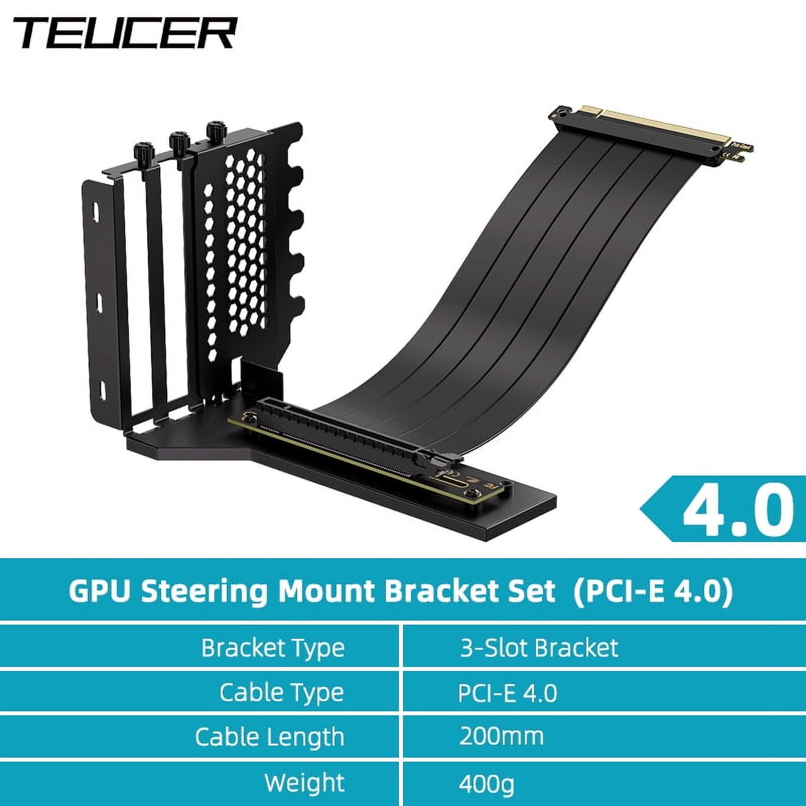 TEUCER L-Z3 GPU Vertical Mounting Bracket Kit, PCIe 4.0 X16 Riser Cable 200mm, Graphics Card ...