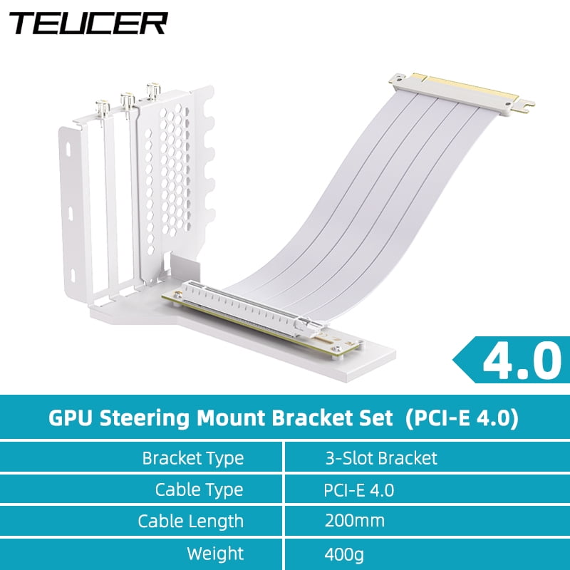 TEUCER L-Z3 GPU Vertical Mounting Bracket Kit, PCIe 4.0 X16 Riser Cable 200mm, Graphics Card ...