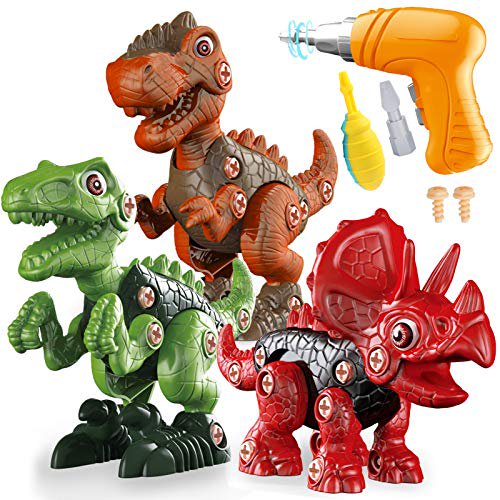 TEUVO Take Apart Dinosaur Toys for Kids, 3 Packs Take Apart Toys with ...