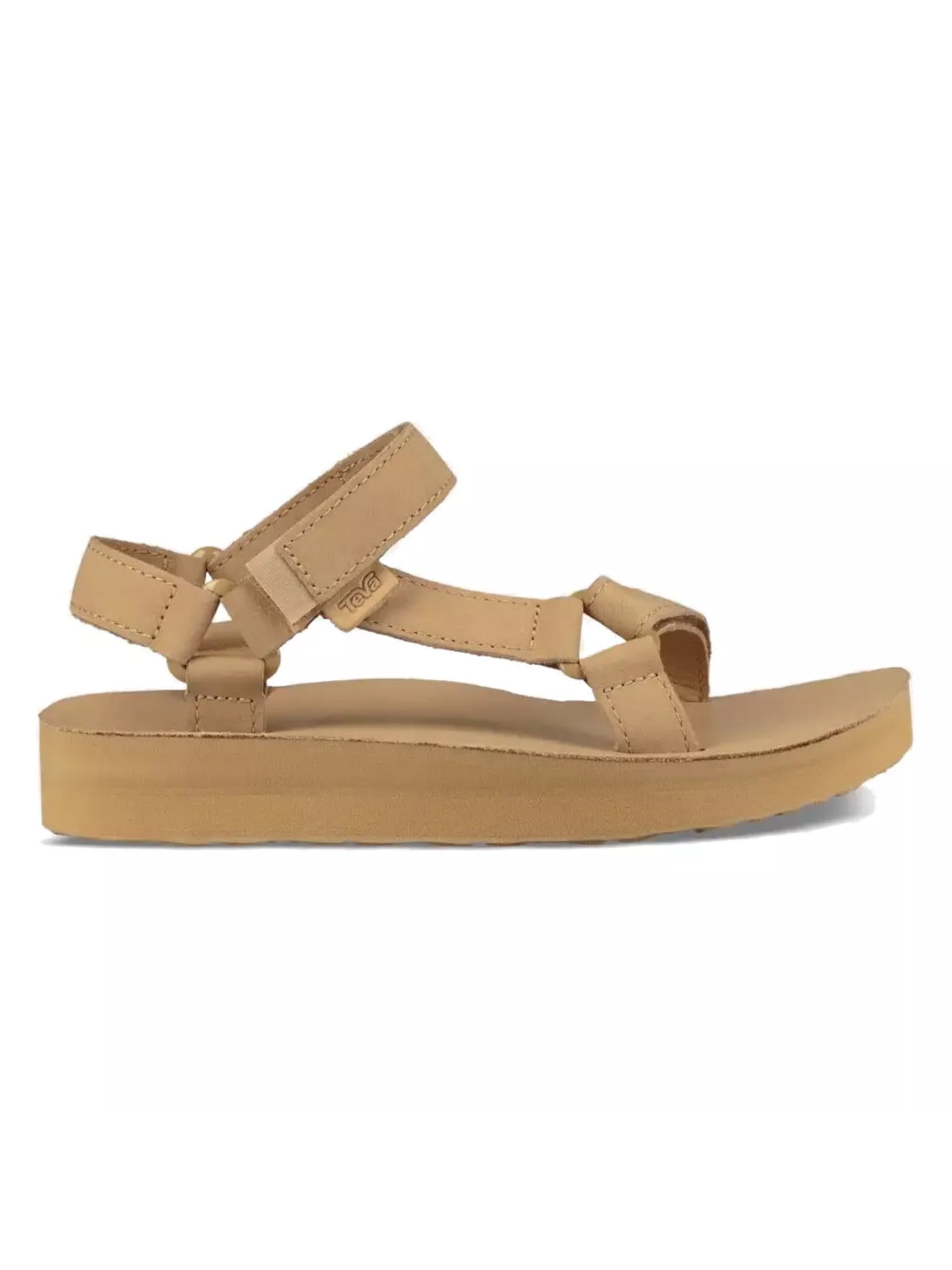 TEVA Womens Beige Padded Strappy Midform Round Toe Wedge Leather ...