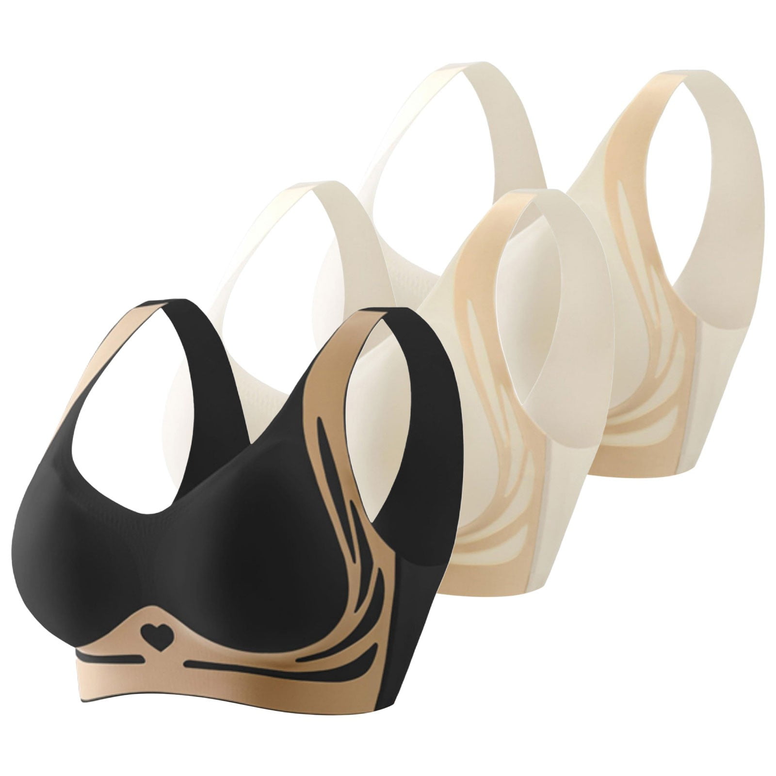 TEVEQ 3 Pack Bras for Women No Underwire Soft Supportive Comfortable ...