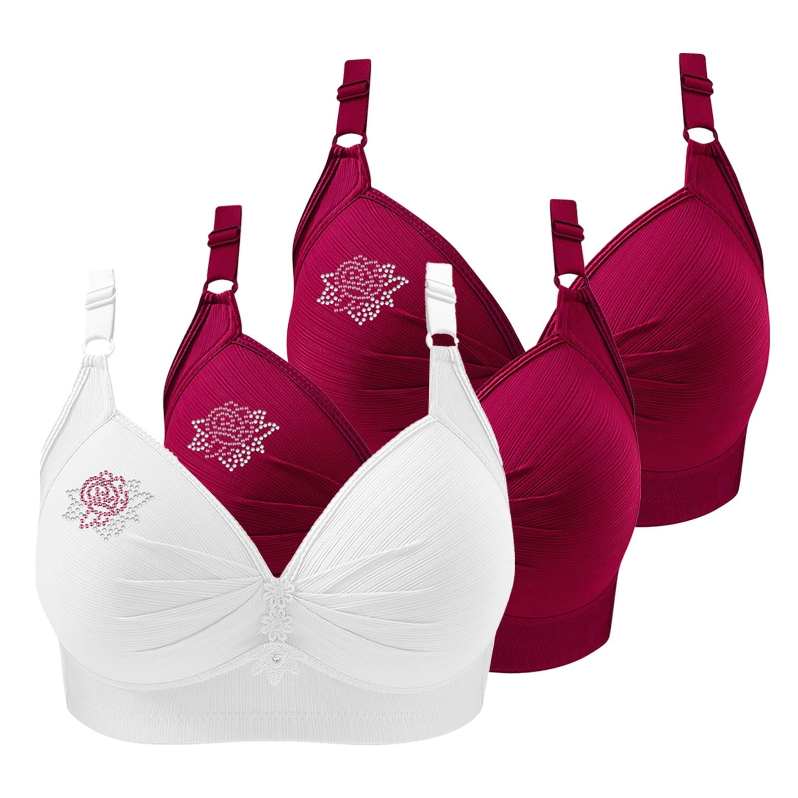 TEVEQ 3Pc Bras for Women No Underwire Full Coverage Push Up Seamless ...