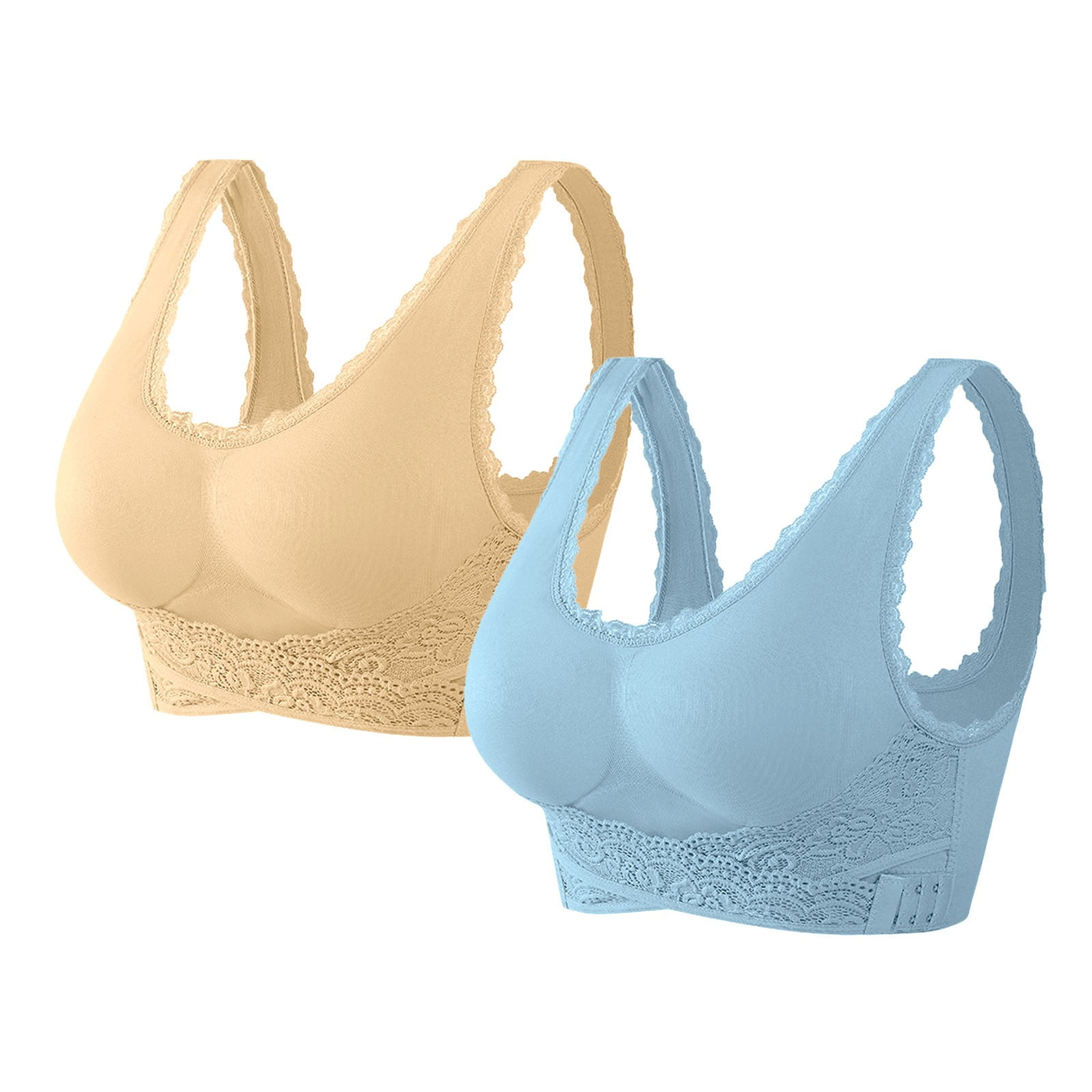 TEVEQ Front Closure Bras for Older Women Front Snap Closure Padded Bra ...