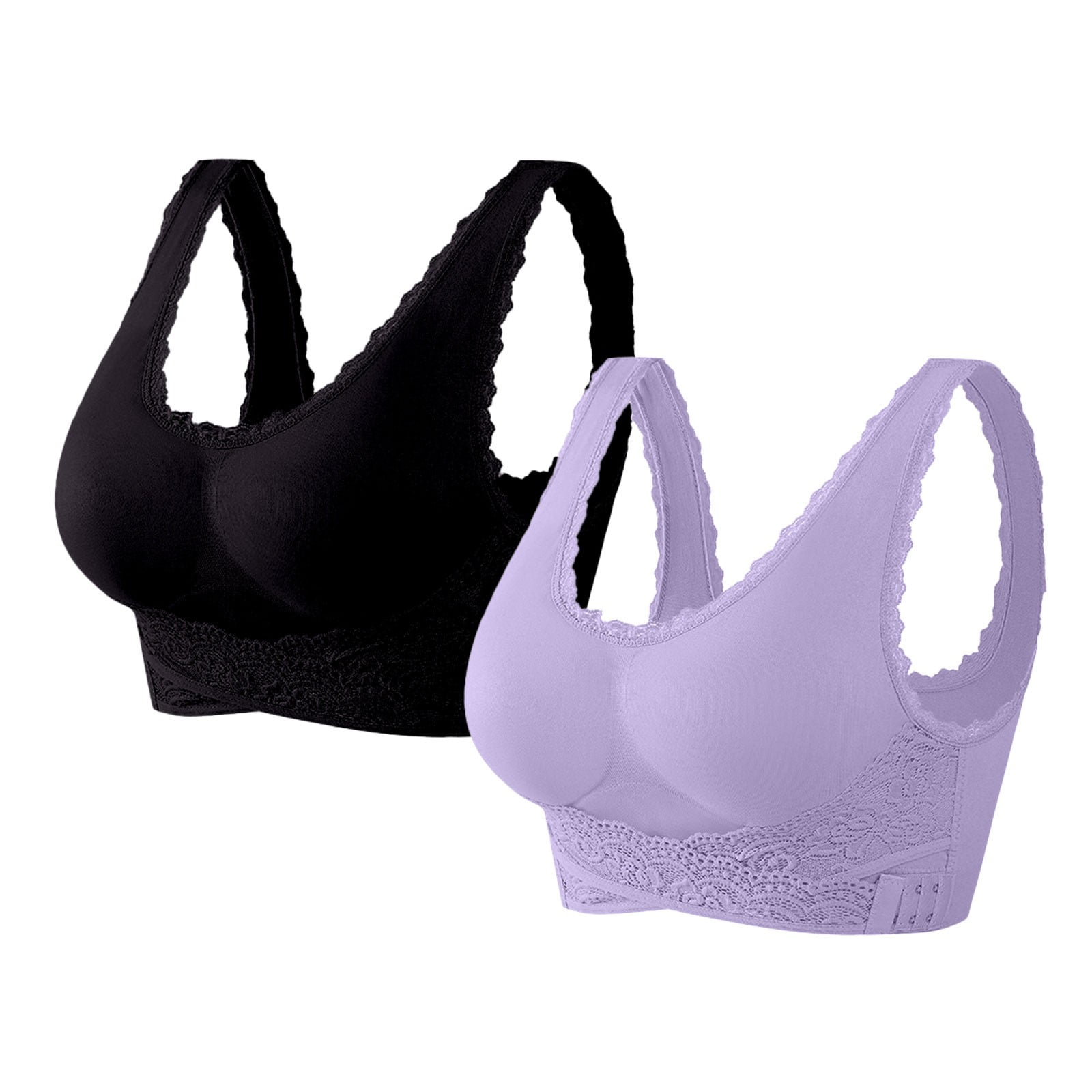 TEVEQ Front Closure Bras for Older Women Front Snap Closure Padded Bra ...